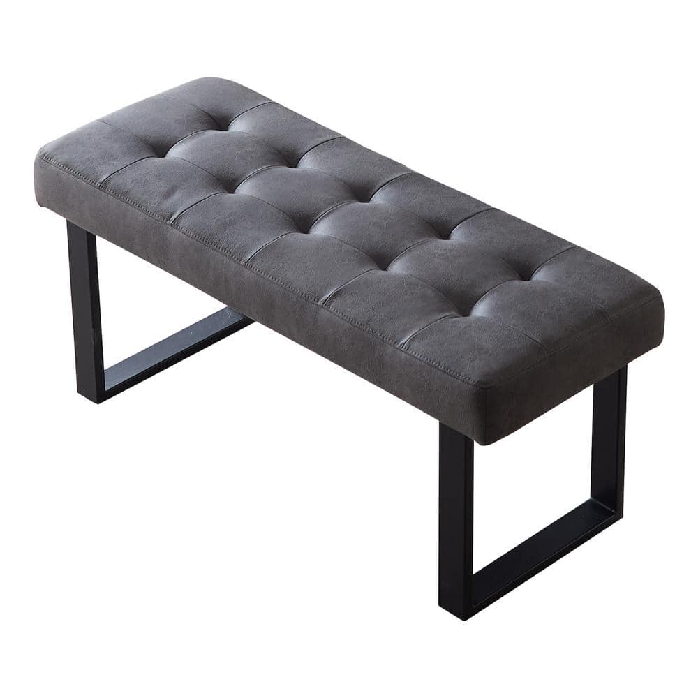 GOJANE Modern Light Grey Dining Bench Backless with Metal Legs 49.2 in ...