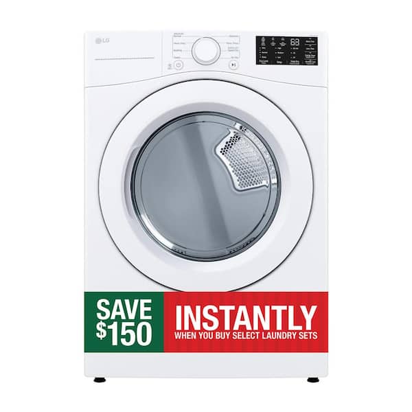 LG 7.4 cu. ft. Vented Stackable Gas Dryer in White with Sensor Dry ...