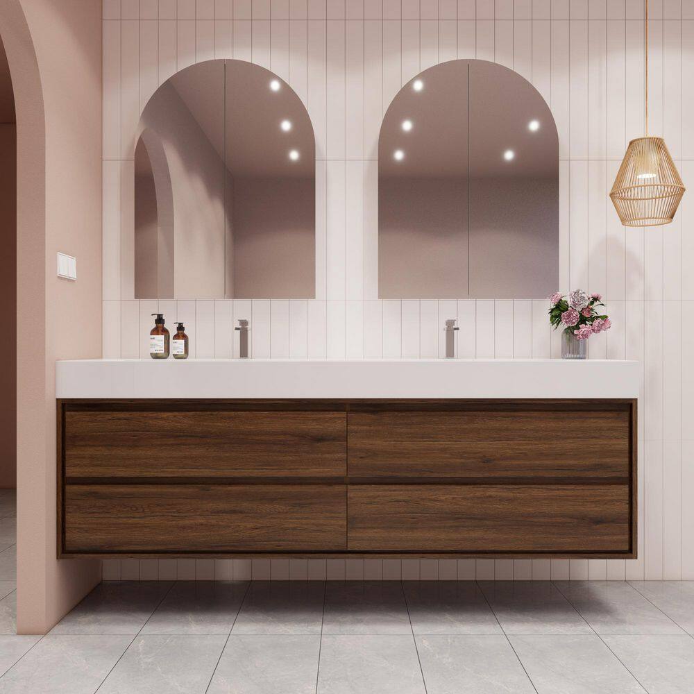 BV Better Vanity Saggie 84 in. W. x 20 in. D x 28 in. H Double Sink ...