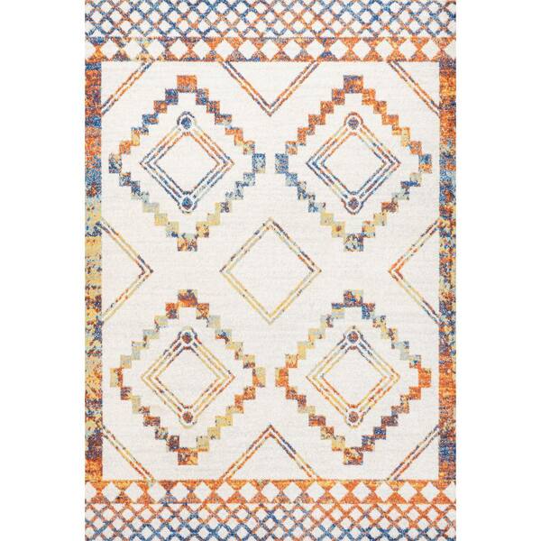 JONATHAN Y Amir Moroccan Beni Souk Ivory/Blue/Orange 4 ft. x 6 ft. Area ...