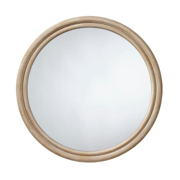 Benjara Riri Natural Brown 1.5 in. W x 36 in. H Round Wood Framed ...