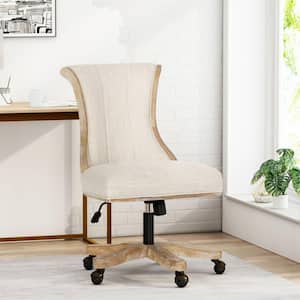 Faux Leather Adjustable Height Ergonomic Office Chair in Beige without ...