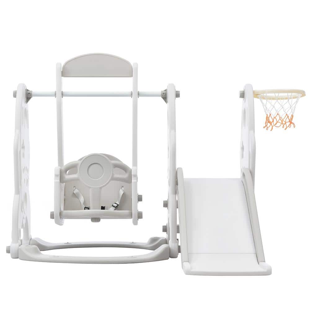 YOFE Gray 3-in-1 HDPE Indoor/Outdoor Playground Playset Kids Swing Set ...
