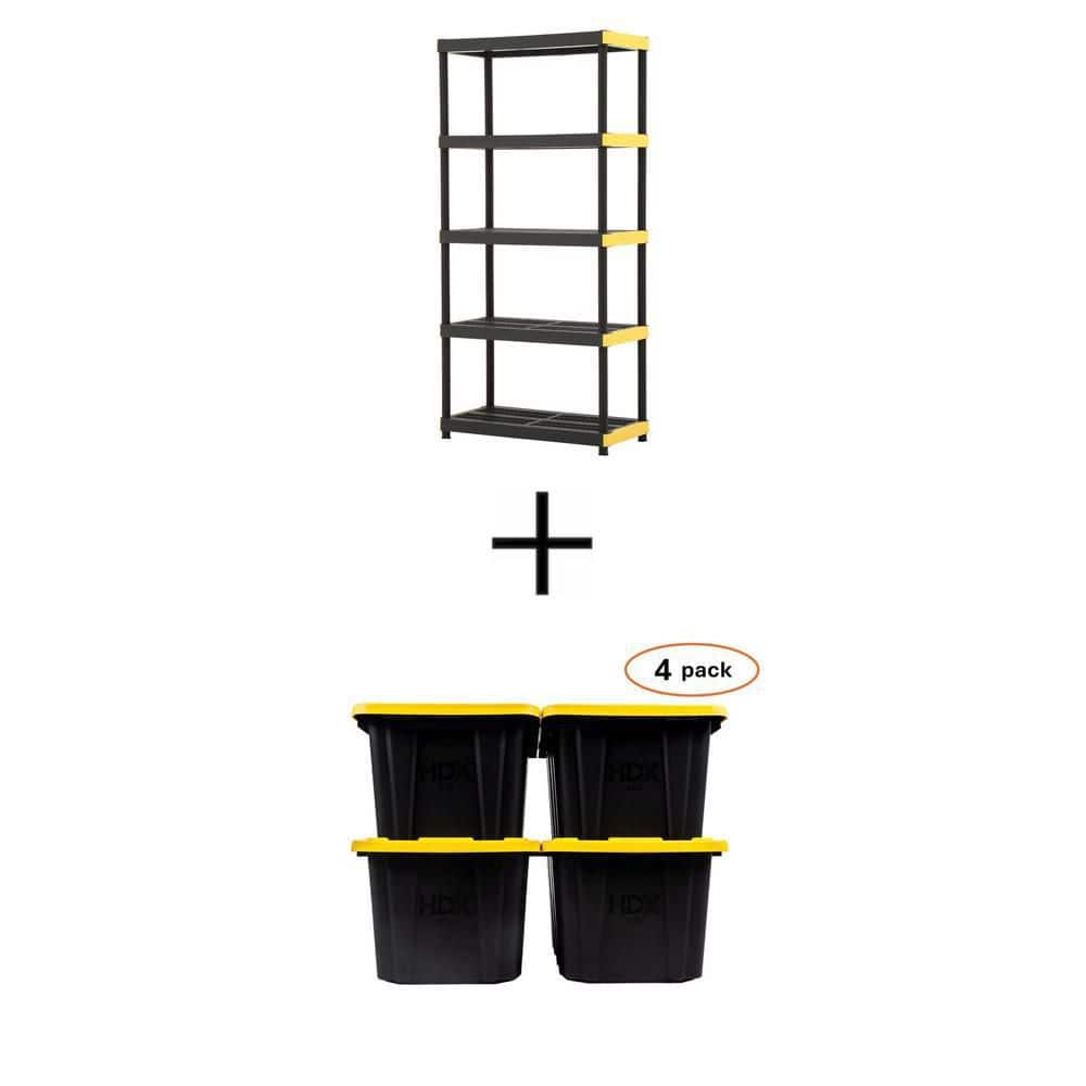 HDX 5-Tier Garage Storage Shelving Unit (36 in.x74 in.x18 in.) and 27 ...