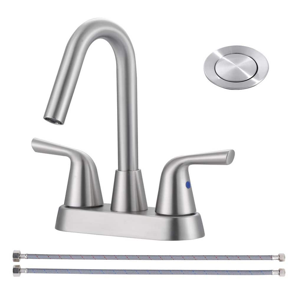 VEVETTA 4 in. Centerset Double Handle High Arc Bathroom Faucet with ...