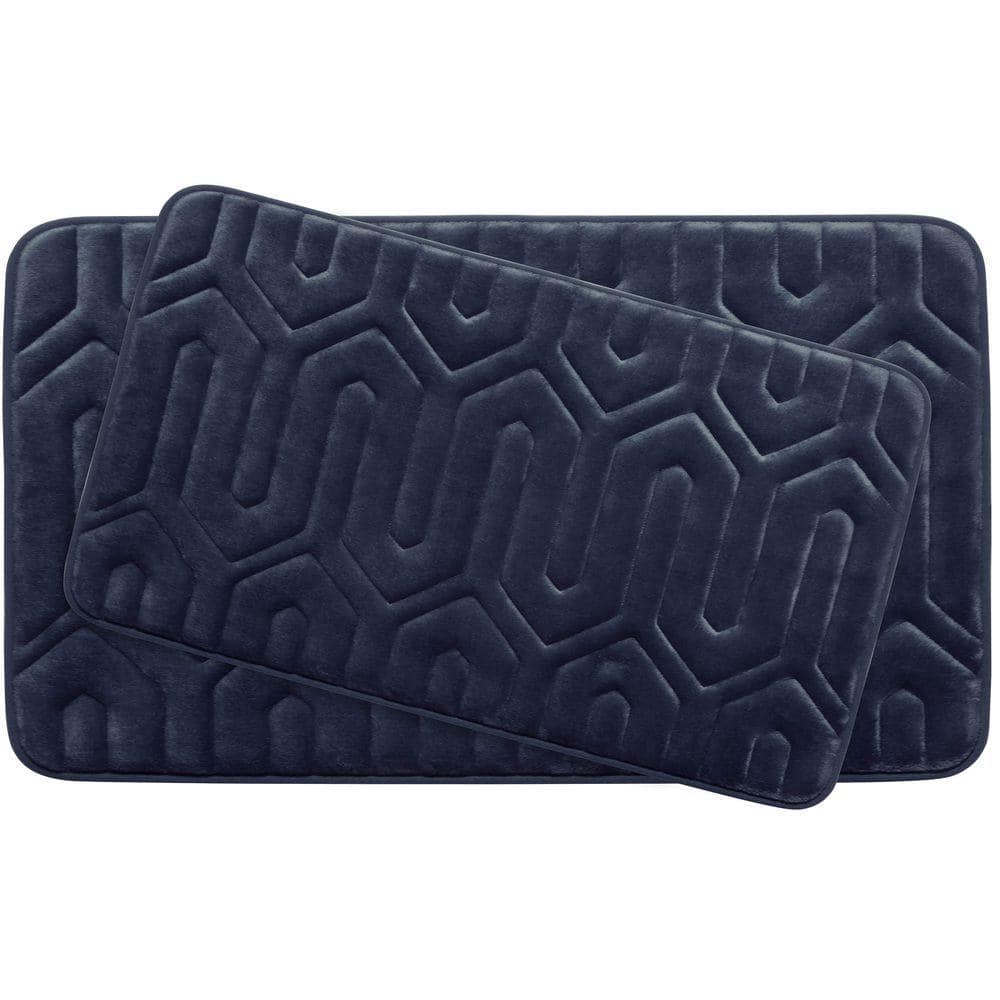 BounceComfort Thea Indigo Memory Foam 2-Piece Bath Mat Set YMB003733 ...