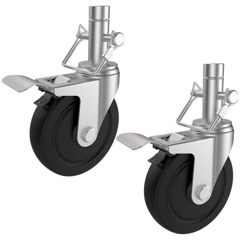 KIWDZFU Scaffolding Casters 5 Inch Set of 2 Rubber Heavy Duty Dual ...