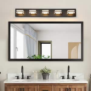 TMFXGX 40 in. Black LED Vanity Light 6 Light Wall Mount Bathroom ...