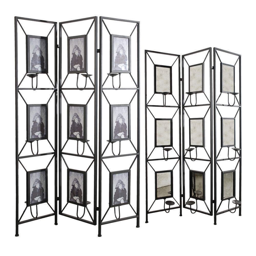 Benjara Black 3-Panel Modern Photo Frame-Panels Folding Screen Room ...