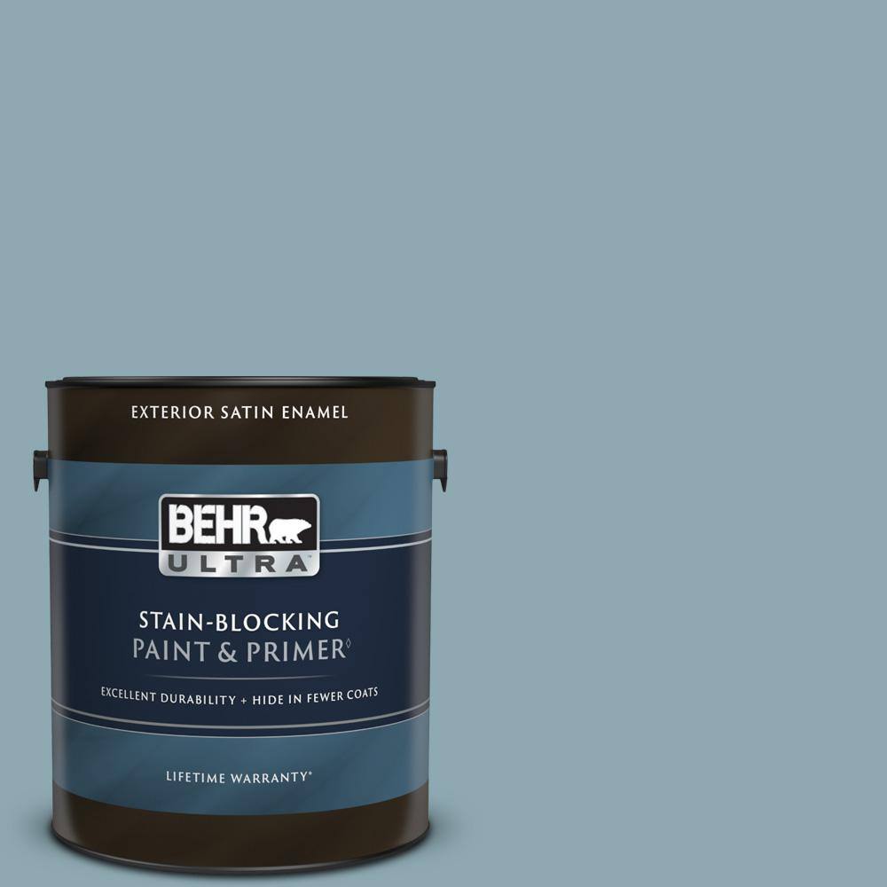 BEHR ULTRA 1 gal. #530F-4 Newport Blue Satin Enamel Exterior Paint ...