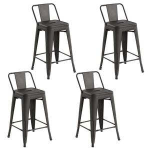 Homy Casa VUSTU 29 in. Kitchen Counter Height Gun Metal Bar Stools with ...