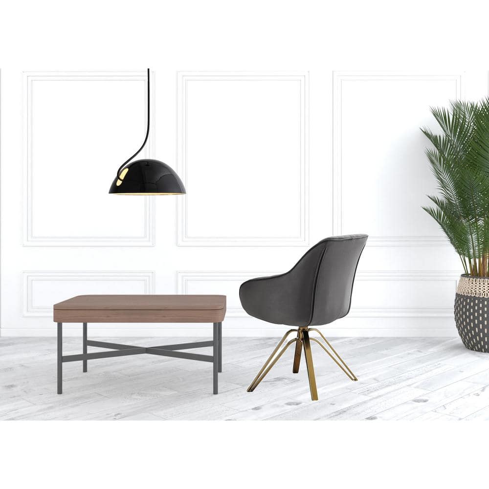 HomeRoots Amelia 33.27 in. Gray Velvet Arm Chair with Swivel 2000524859 ...