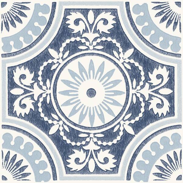 FloorPops Ezra 12 in. W x 12 in. L Blue Peel & Stick Vinyl Tile ...