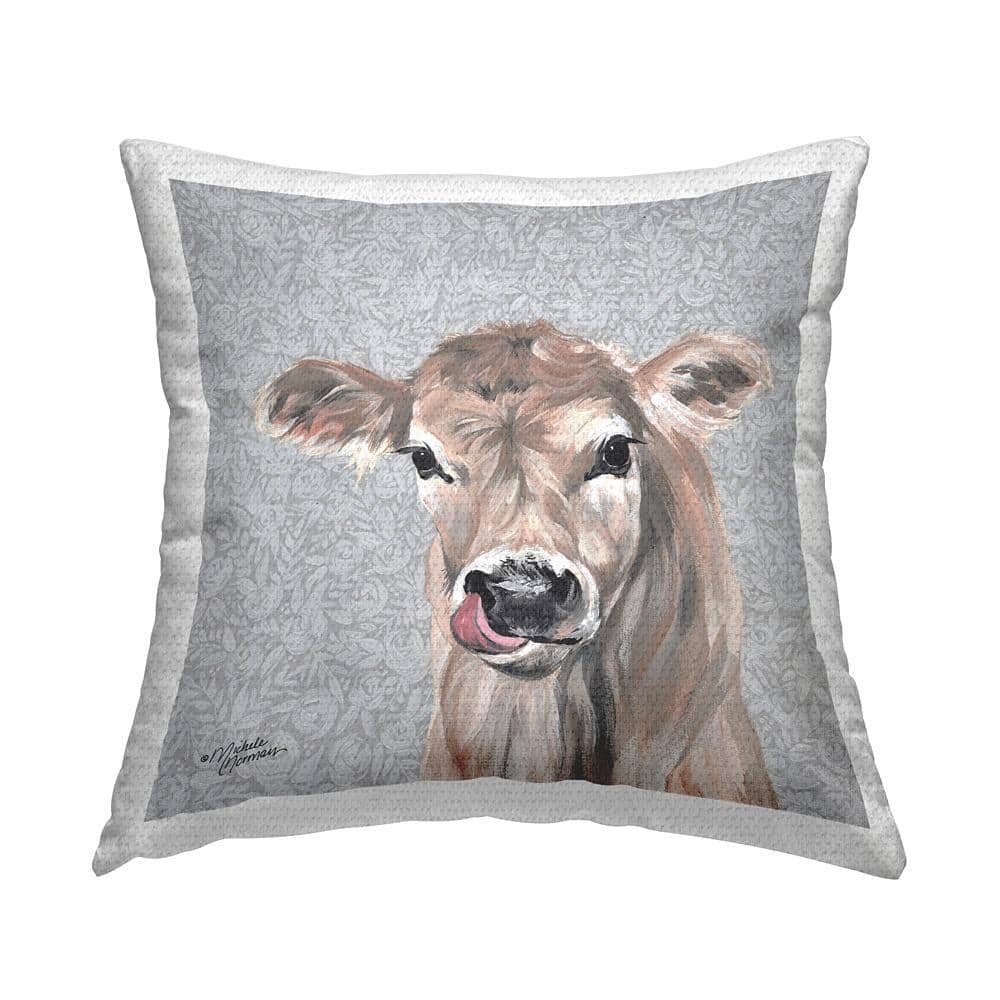 Stupell Industries Baby Calf Cow Portrait Botanical Blossom Pattern ...