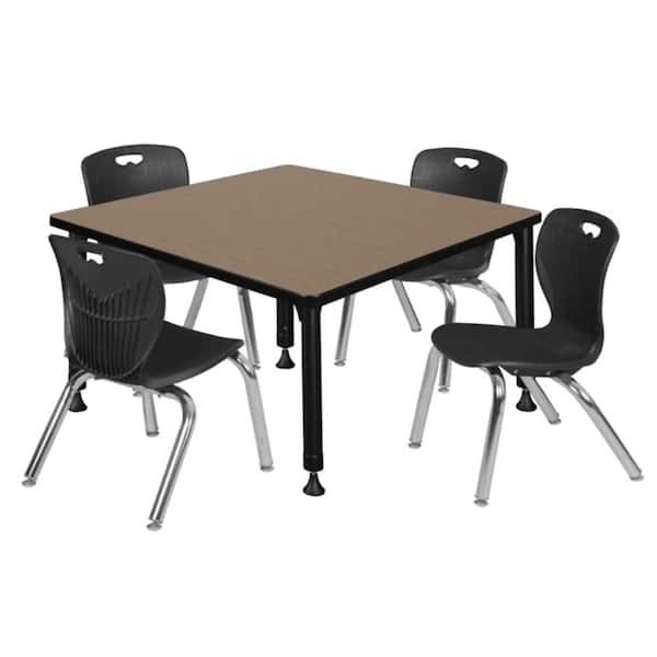 Regency Kee 36 in. Square Noble Oak Adjustable Classroom Table Desk ...