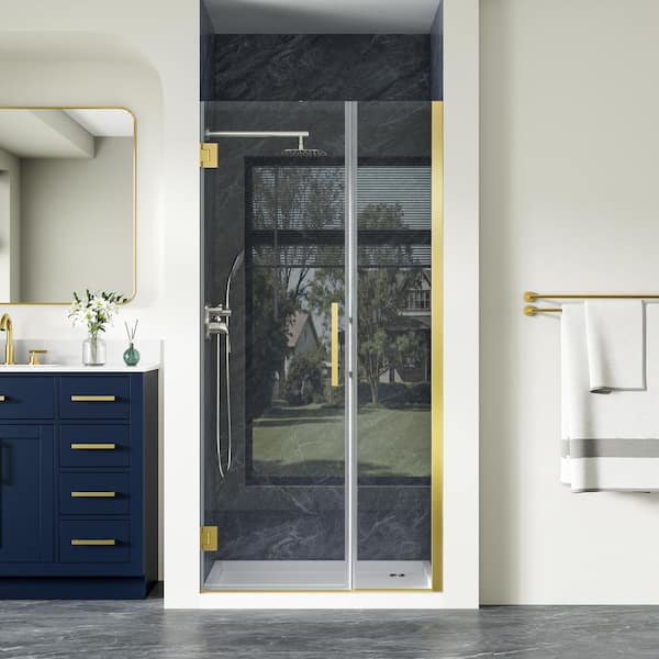 FORCLOVER 38 to 39 in. W x 72 in. H Frameless Hinged Shower Door in ...