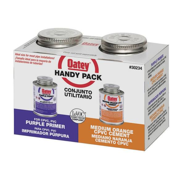 OATEY 4 oz. Purple CPVC and PVC Primer and Medium Orange CPVC Cement ...