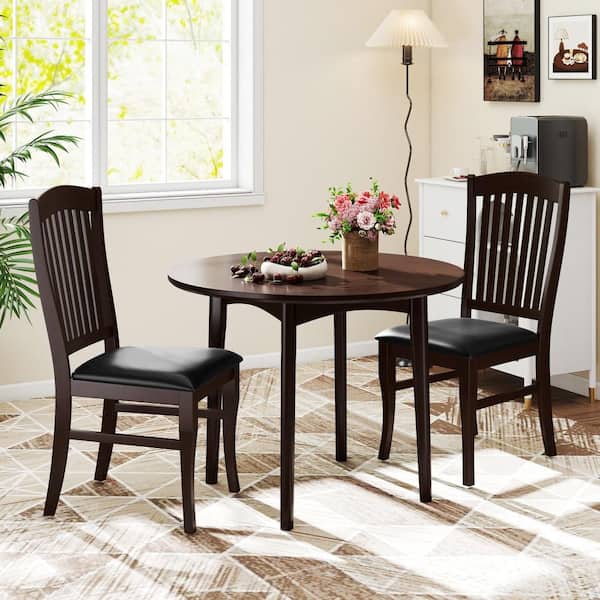 Gymax Brown Modern Dining Chairs Set of 2 Armless Kitchen Chairs w ...