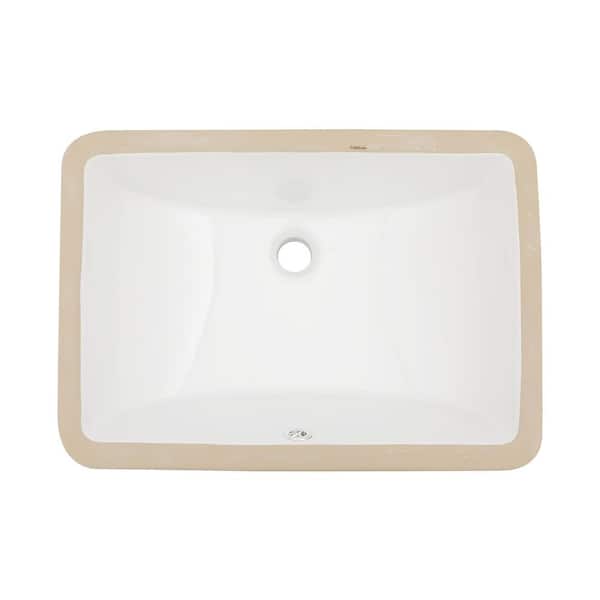 Timussi 20 in. Undermount Rectangular Bathroom Sink with Overflow in ...