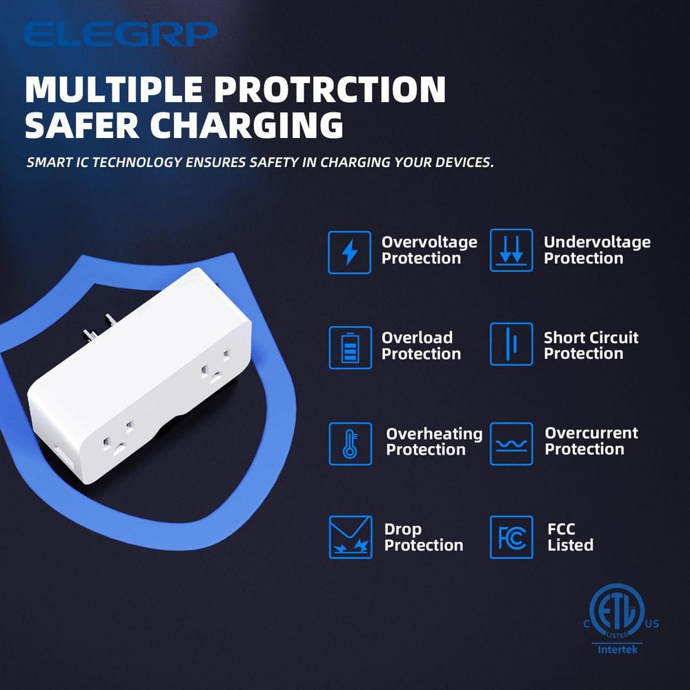 Buy 3 Prong Outlet Extender with Type C and Type A USB Wall Charger ...