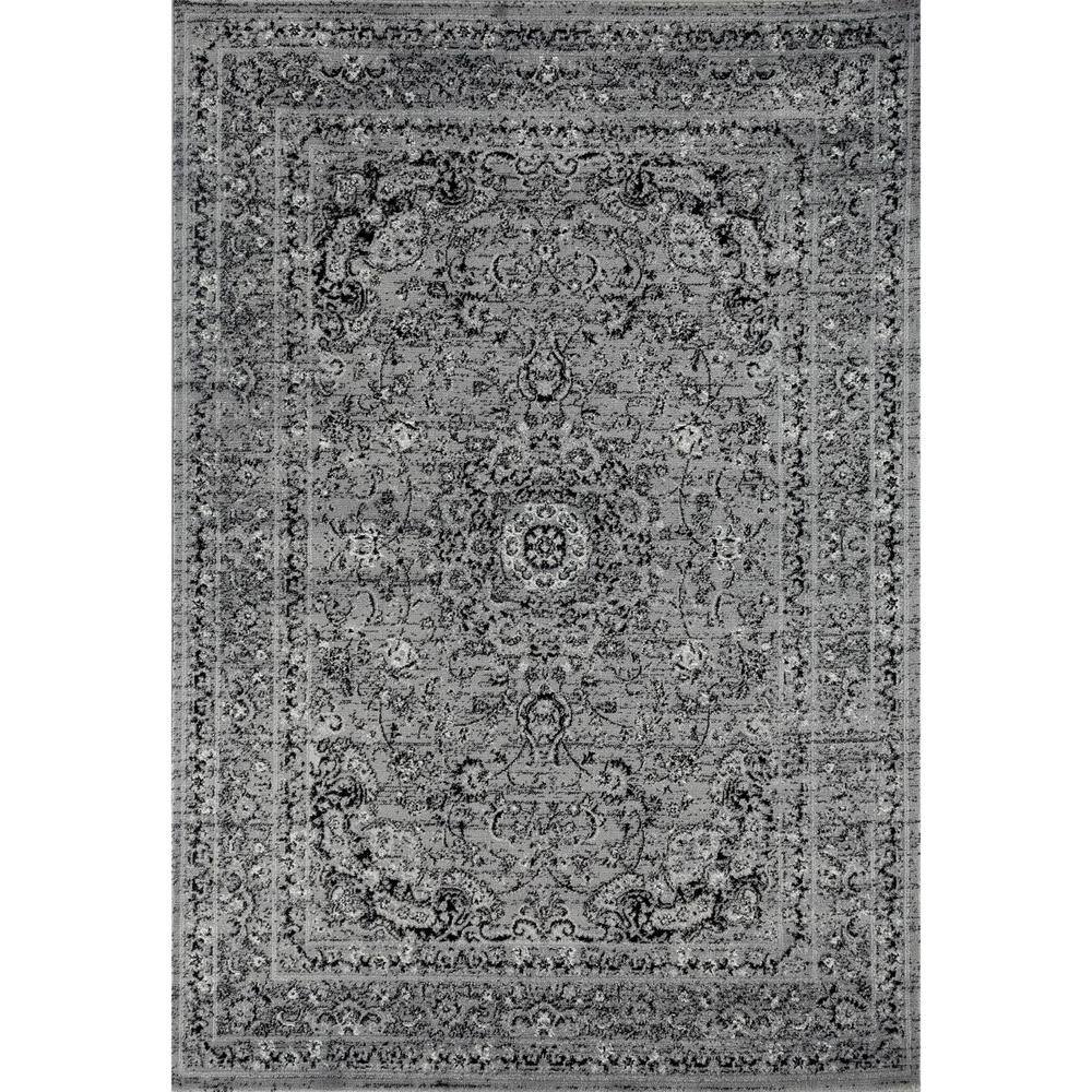 Victoria Collection Grey 5x7 Oriental Medallion Floral Polypropylene ...