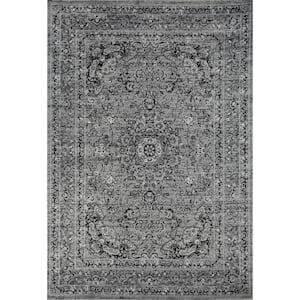 Victoria Collection Navy 5x7 Oriental Medallion Floral Polypropylene ...