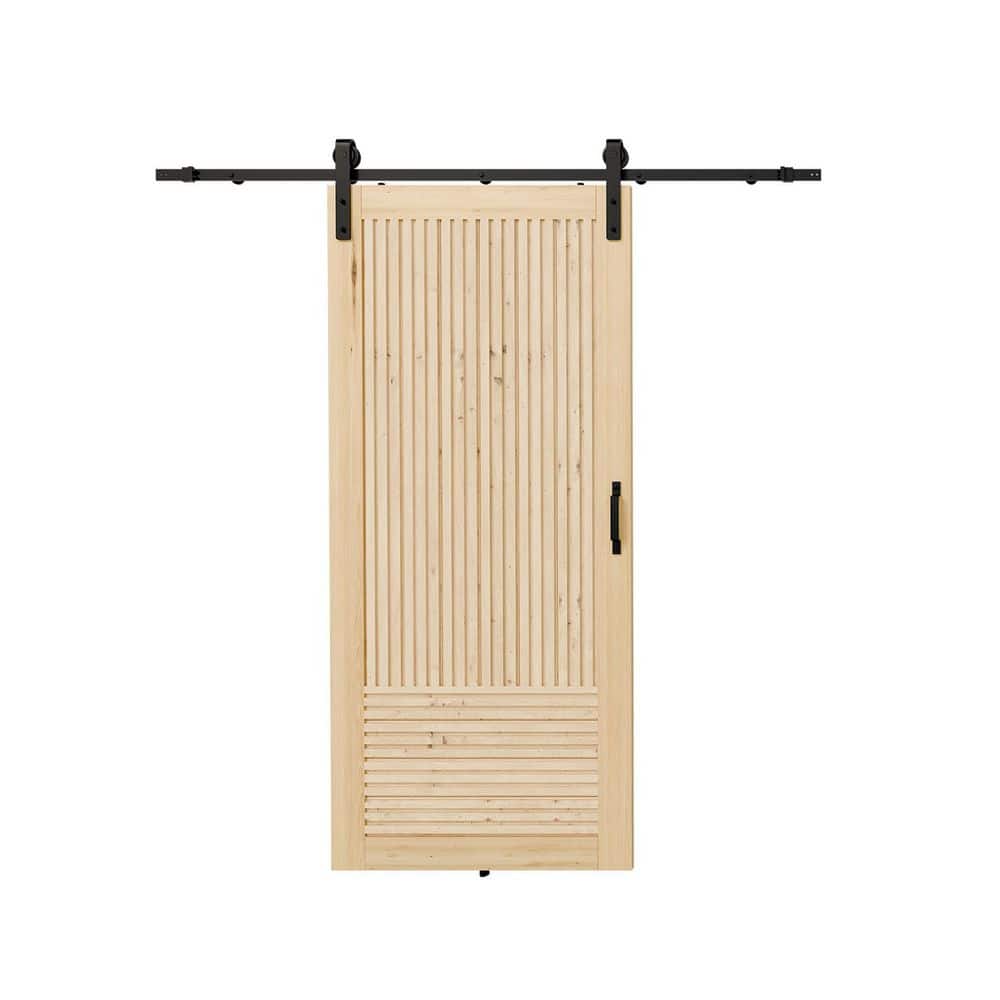 TENONER 36 in. x 84 in. Natural Pine Fluted Vertical and Horizontal ...