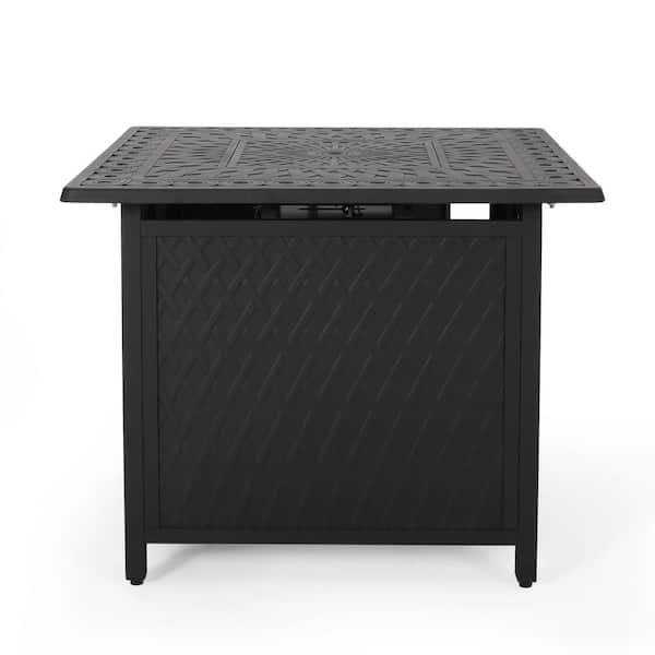 Zeus & Ruta 32 in. 37000 BTU Matt Black Square Aluminum Propane Outdoor ...