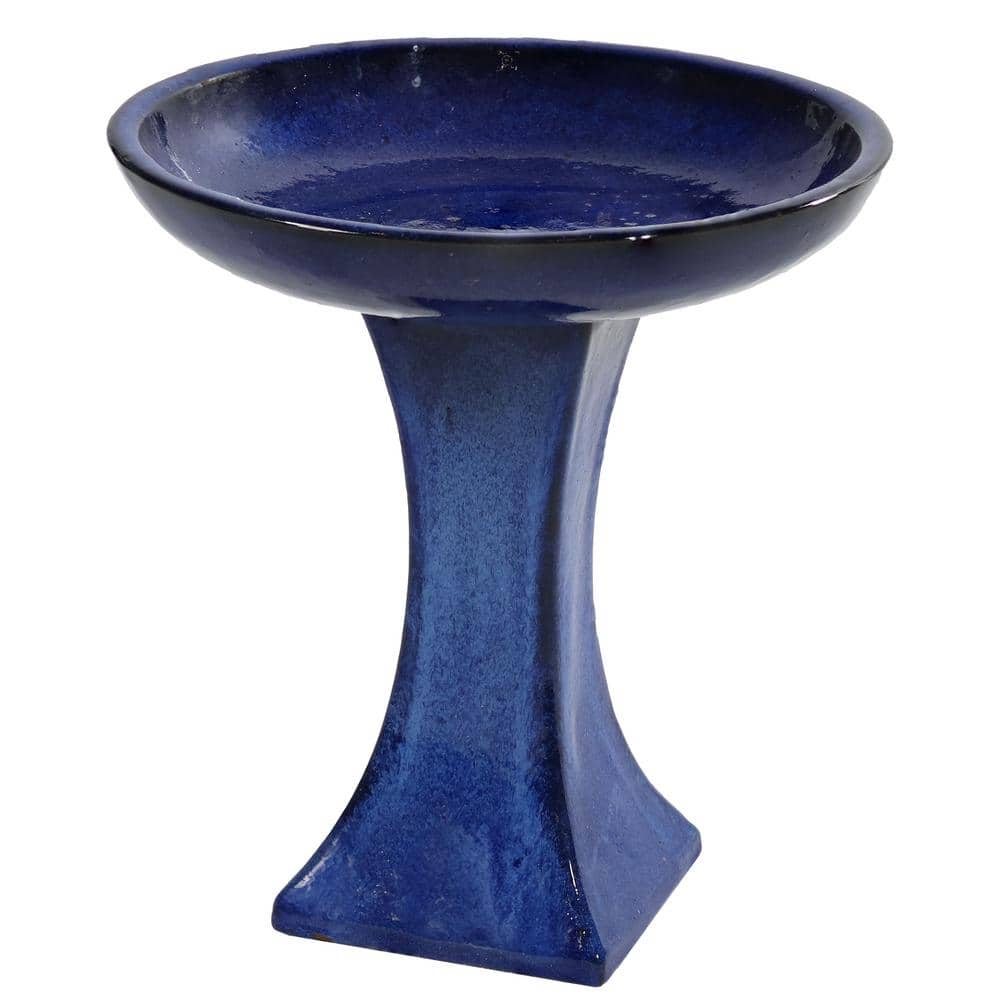 Sunnydaze Nantes Glazed Ceramic Birdbath - Cerulean Blue VBD-615 - The ...
