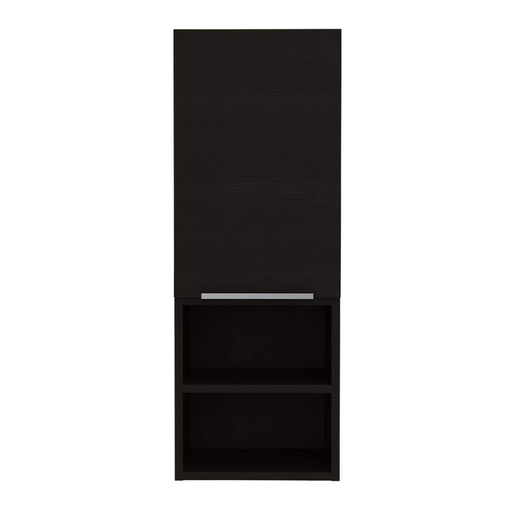 cadeninc 11.81.in.Black Rectangle Wall Cabinet with 2-Shelf and 1-Door ...
