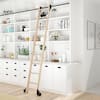 Quiet Glide 8.92 ft. Maple Library Ladder (10 ft. Reach) Black Rolling ...