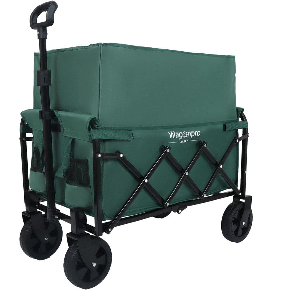 CASTNOO 11.8 cu. ft. Green Fabric Garden Cart, Expandable Folding Wagon ...