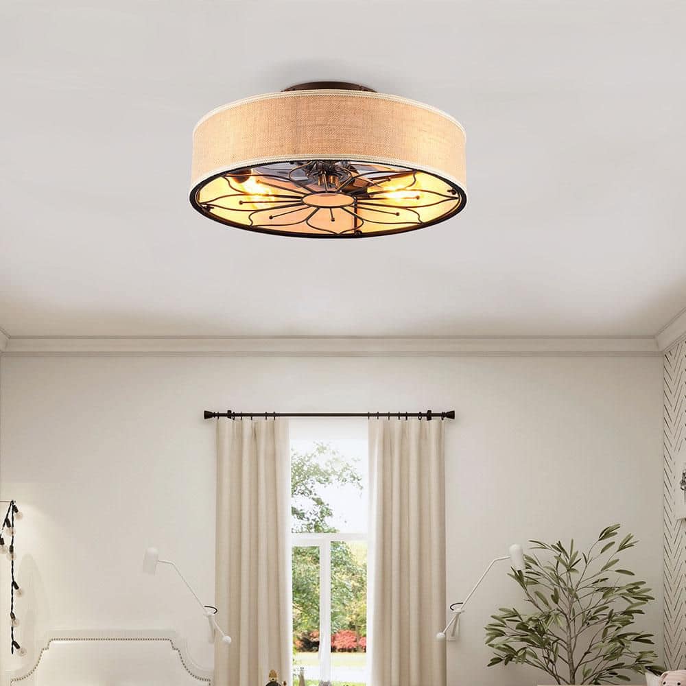 Basdien 20 in. 4-Light White Flush Mount Jute Rope Standard No Include ...