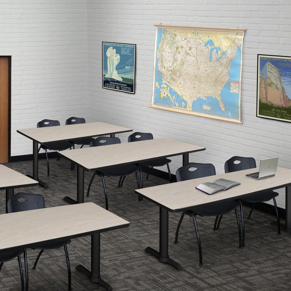 Regency Cain 72 in. x 24 in. Maple T-Base Training Seminar Table Desk ...