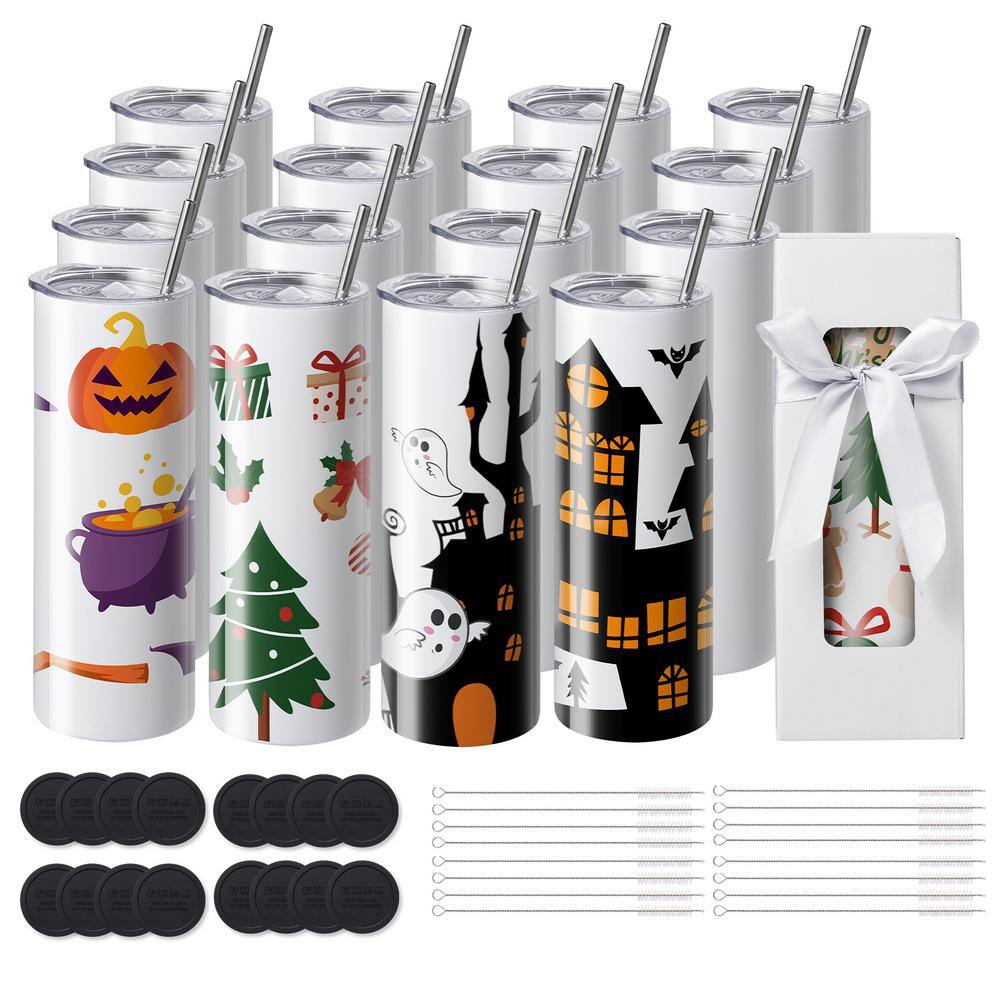 SVOPES 16-Pack 20 Oz Skinny Straight Stainless Steel Sublimation ...