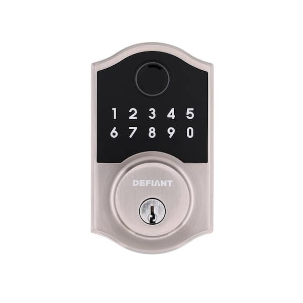 Defiant Castle Satin Nickel Fingerprint Electronic Keypad Deadbolt ...