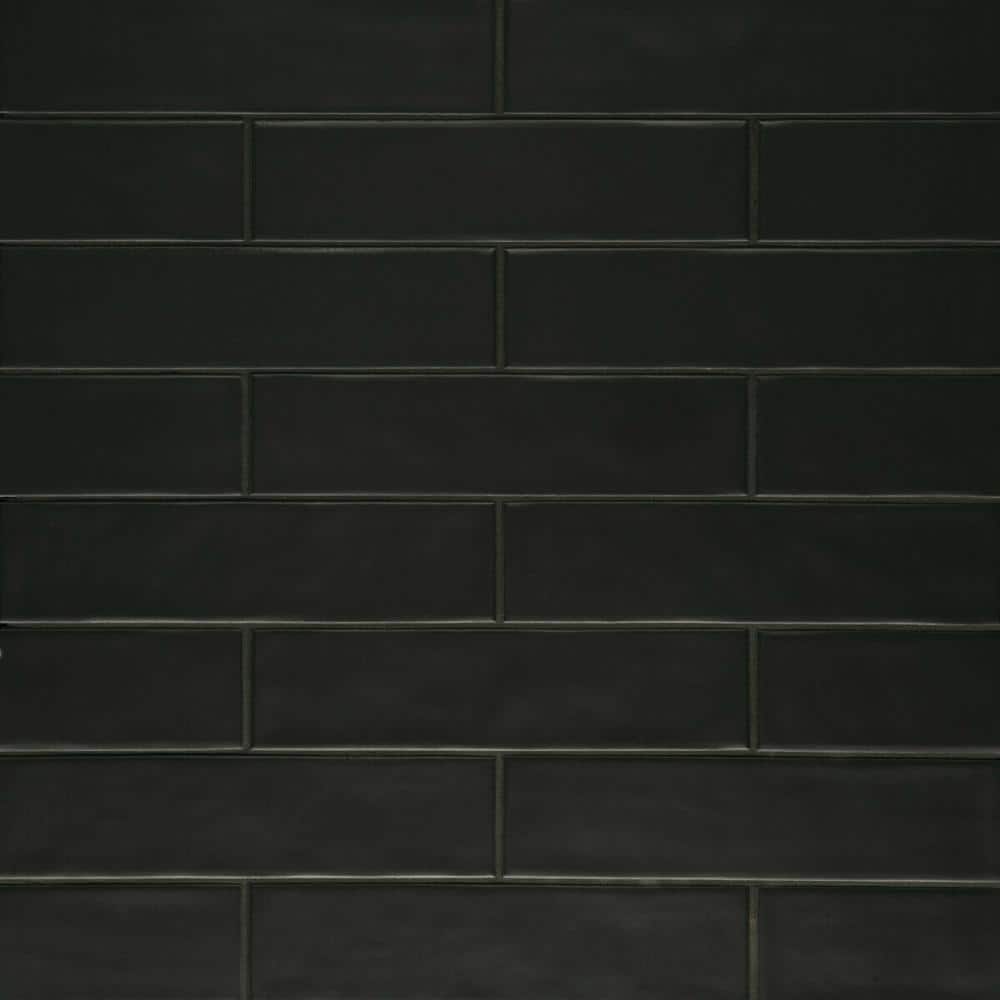 Bedrosians Sample-Clara 4 in. x 5 in. Matte Noir Porcelain Floor Subway ...