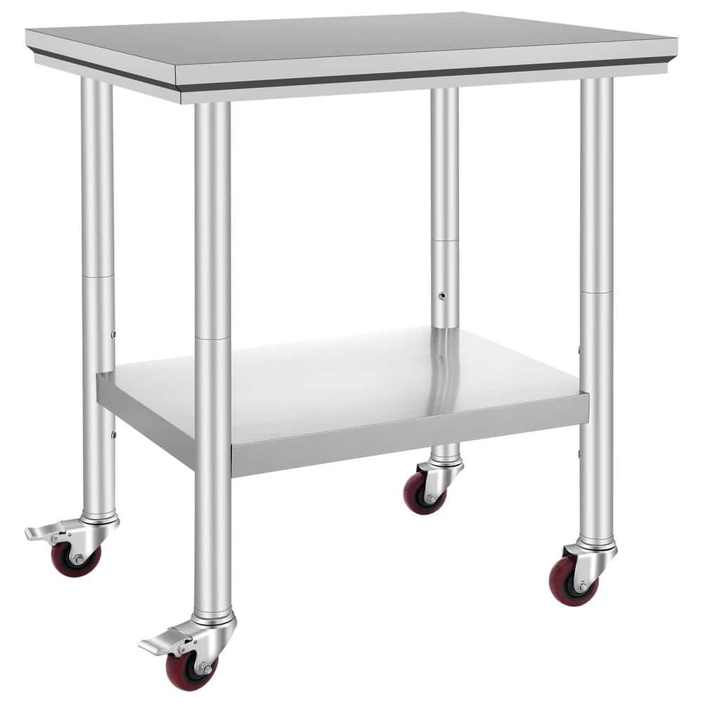SVOPES Stainless Steel Work Table 30 x 24 x 33 in., 300 lbs. Capacity ...