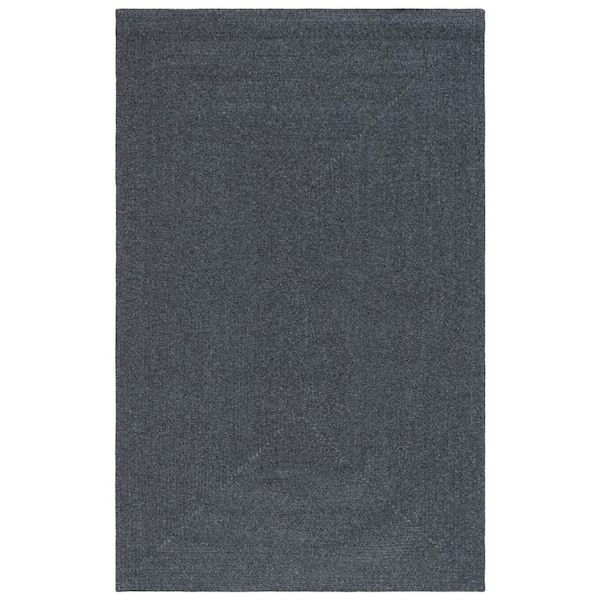 SAFAVIEH Braided Black 4 ft. x 6 ft. Machine Washable Concentric Woven ...