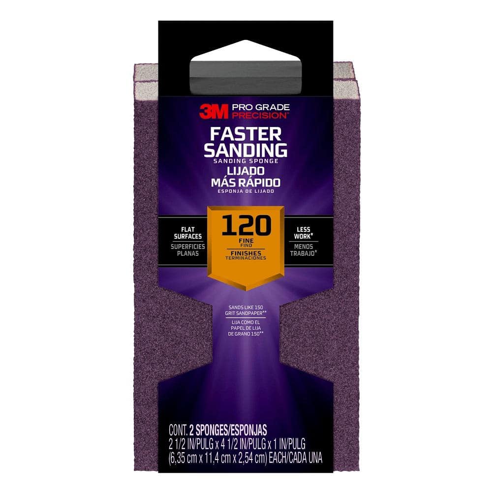 3M Pro Grade Precision 2-1/2in. x 4-1/2 in. x 1 in. 120 Grit Fine ...
