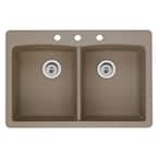 Blanco Diamond Dual-Mount Granite 33 in. 2-Hole 50/50 Double Bowl ...