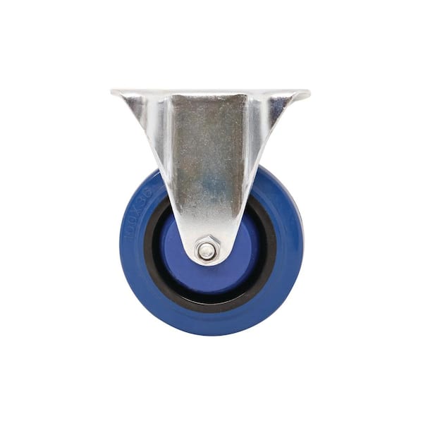 Shepherd 4 in. Blue Elastic Rubber and Steel Rigid Plate Caster with ...