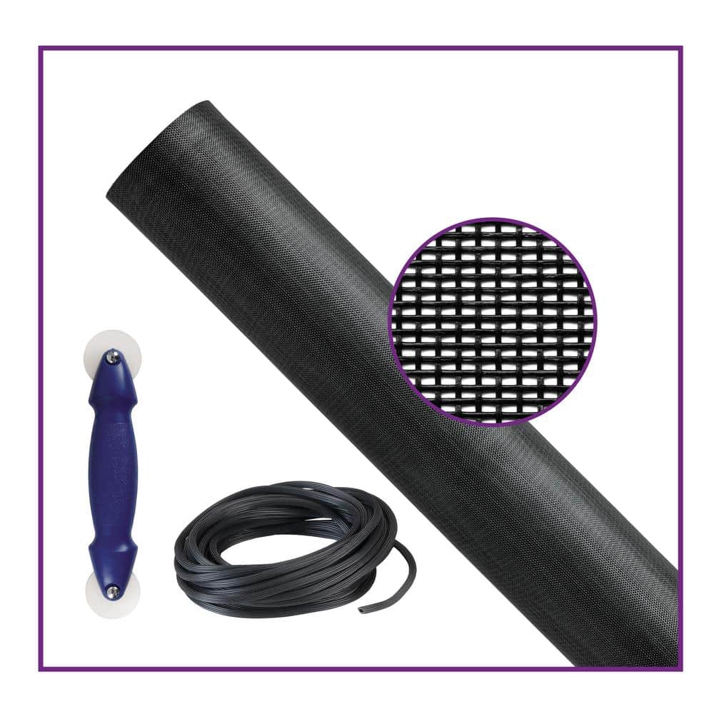Saint-Gobain ADFORS 36 in. x 7 ft. Pet Resistant Window Screen Roll Kit ...