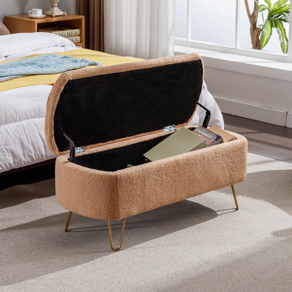 IDEAGLE Modern Camel Storage Dining Bench for Bedroom W 40 in ...