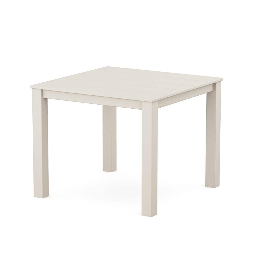 POLYWOOD Parsons Sand Castle HDPE Plastic Square 38 in. Dining Table ...