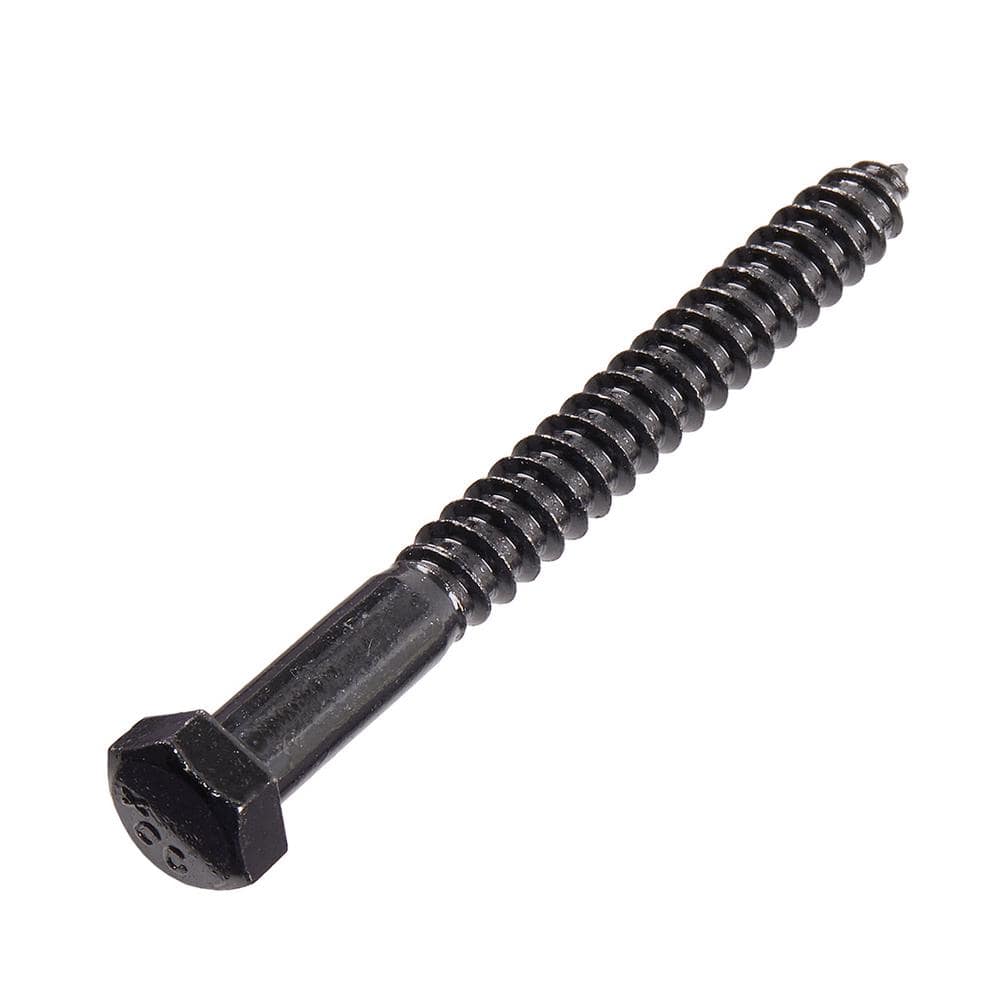 DECKMATE 1/2 in. x 5 in. Black Exterior Hex Head Lag Screw (25-Pack ...
