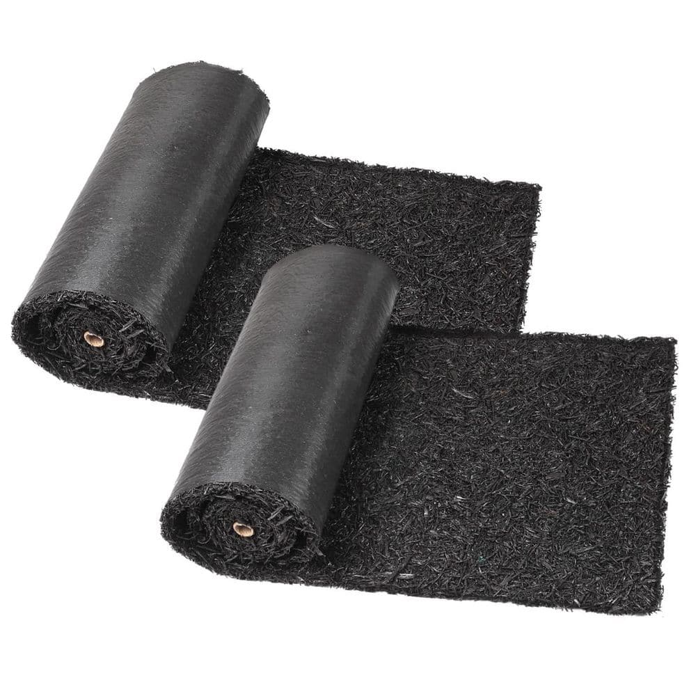 OGETFUUR 8 ft. x 2 ft. Recycled Rubber Mulch Mat Roll, Permanent Mulch ...