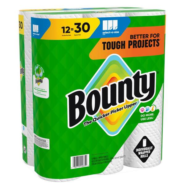 Bounty White, Select-A-Size Paper Towel Roll (12 Double Plus Rolls ...