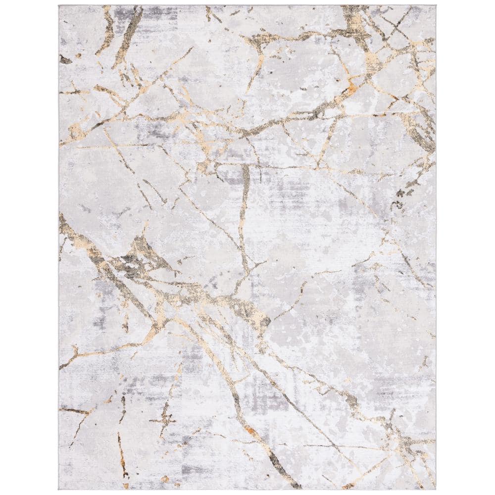 SAFAVIEH Amelia Gray/Gold 12 ft. x 18 ft. Abstract Distressed Area Rug ...