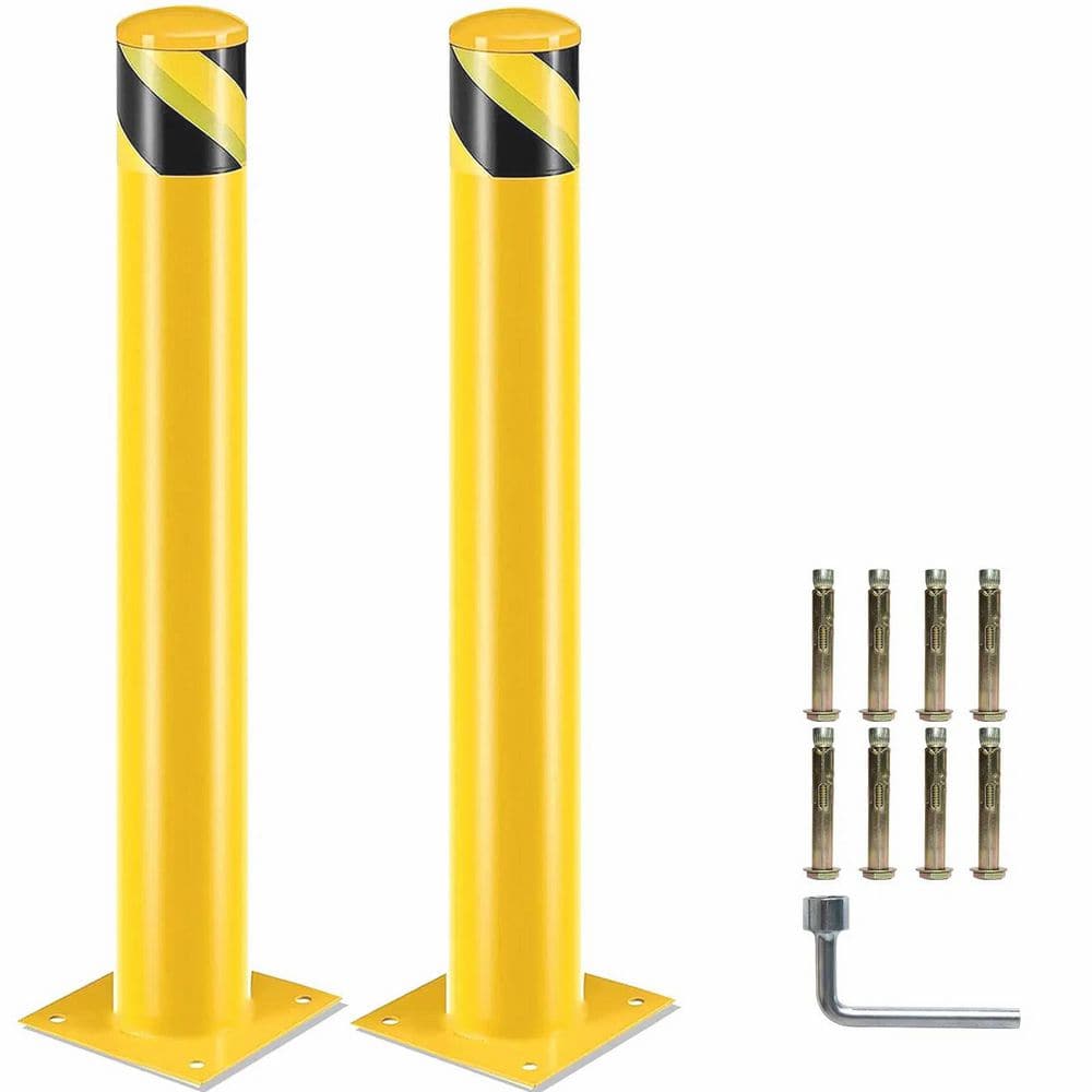 cadeninc 36 in. H x 4.5 in. D Yellow Steel Bollard Post for Traffic ...
